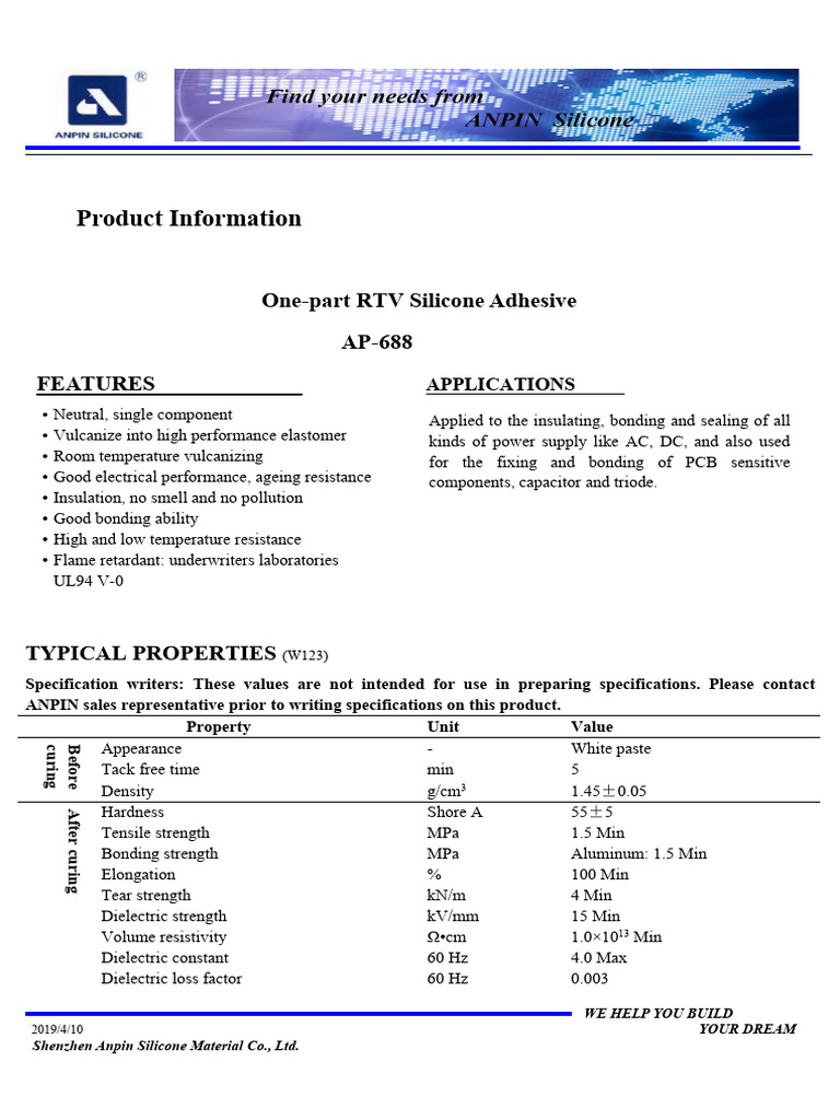 AP-688 (W123) Silicone Rubber - White Color | PDF