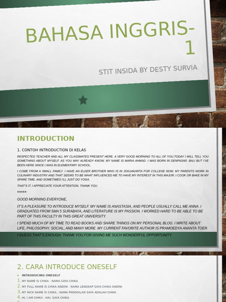 Bahasa Inggris-1 Introduction | PDF