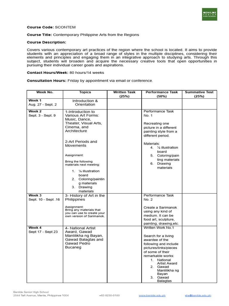 SCONTEM Final CourseOutline 2425 | PDF