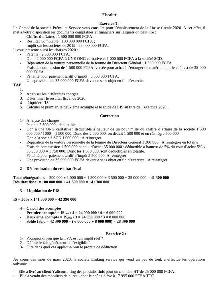 Examen Fiscalité | PDF