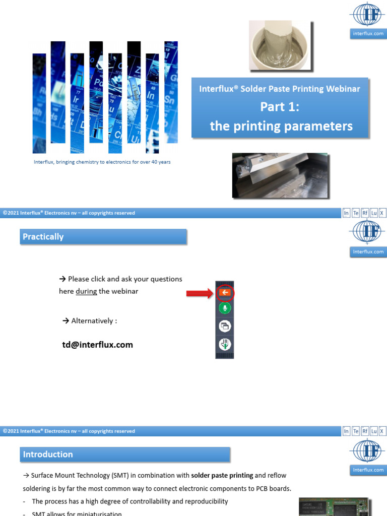 Interflux Webinar Solder Paste Printing Part 1 The Printing Parameters ...