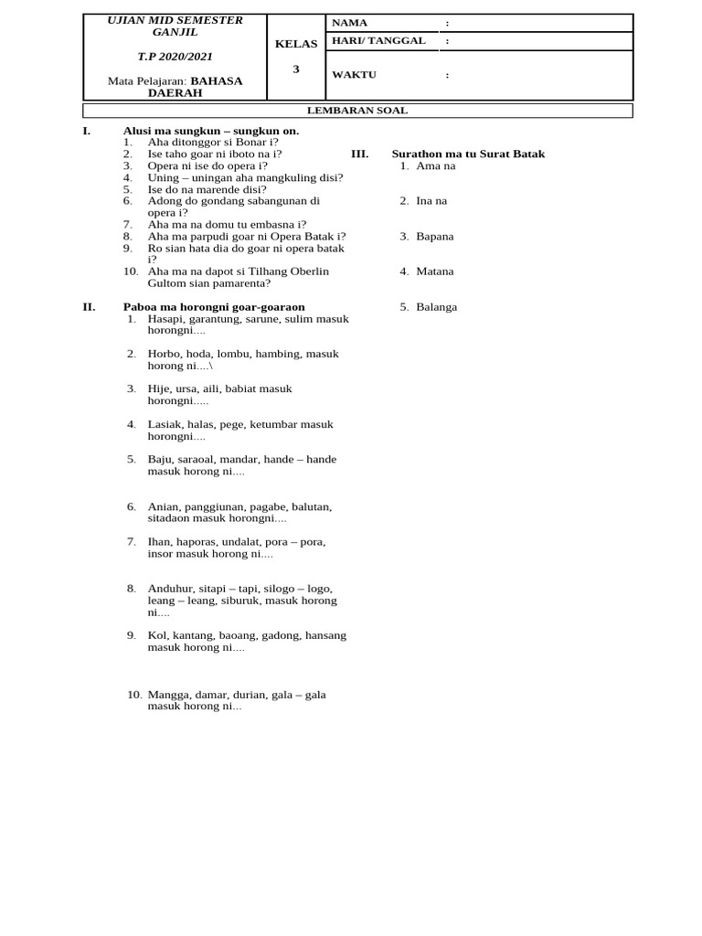 Bahasa Daerah Sem1 | PDF