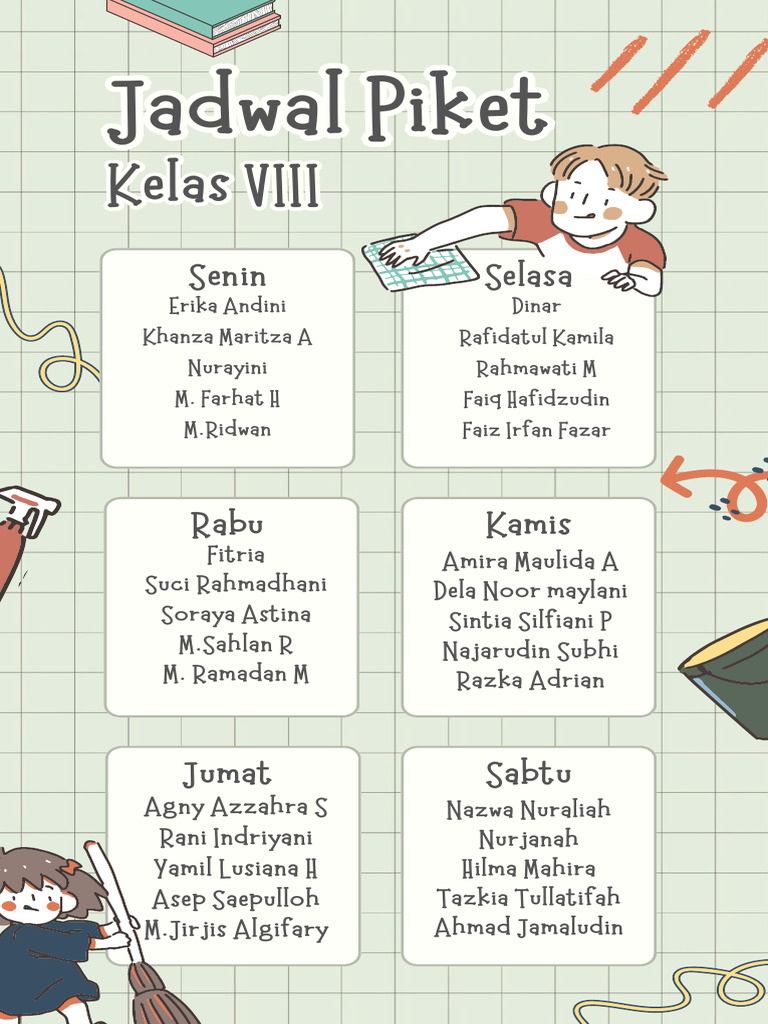 Hijau Ilustrasi kartun Jadwal Piket Kelas Instagram Story_20240718 ...