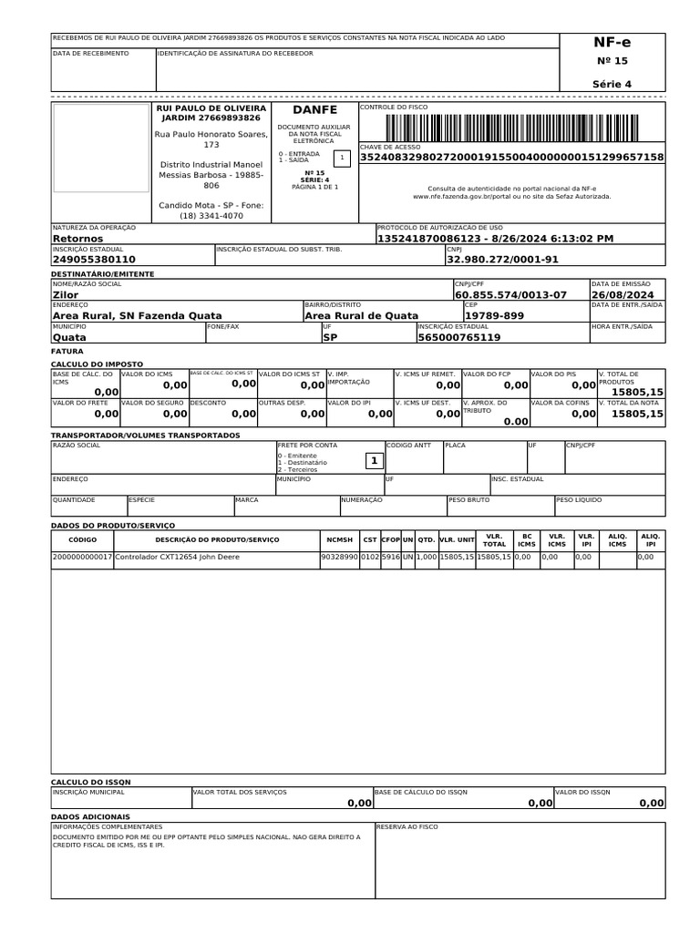 NFe 151299657158 | PDF