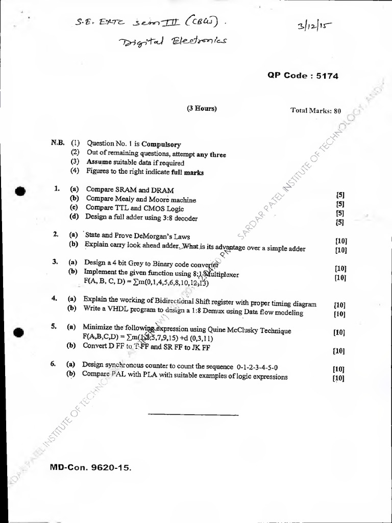 Se-Extc Sem3 de Dec15 | PDF