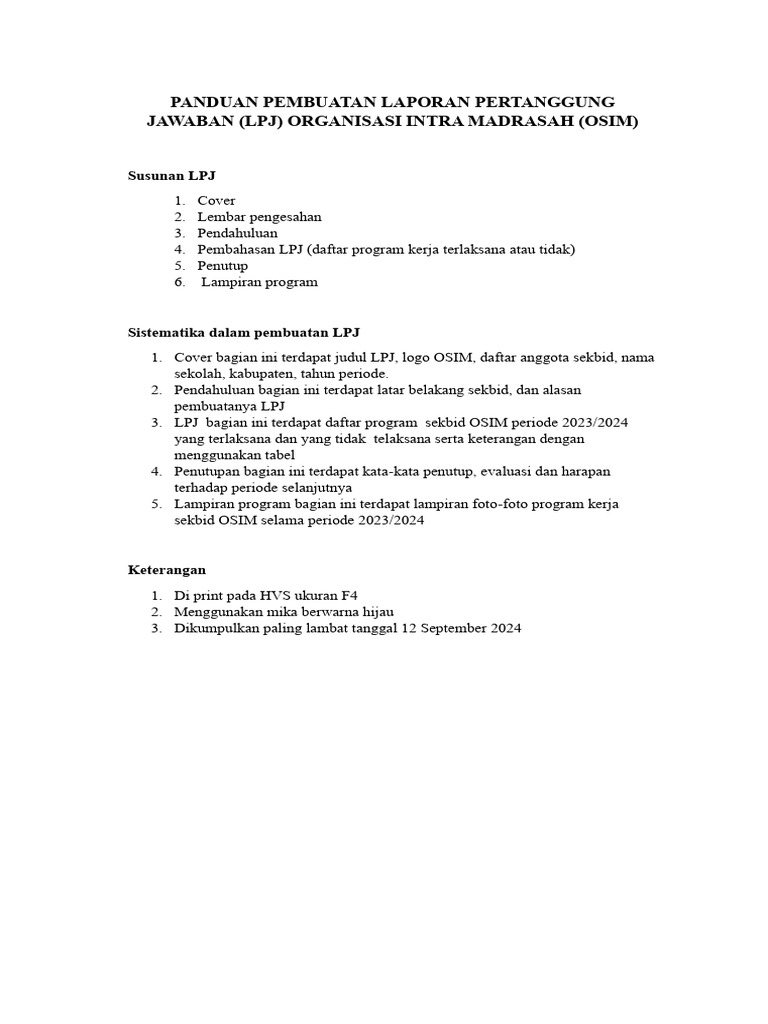 Panduan Pembuaataan LPJ Osim | PDF