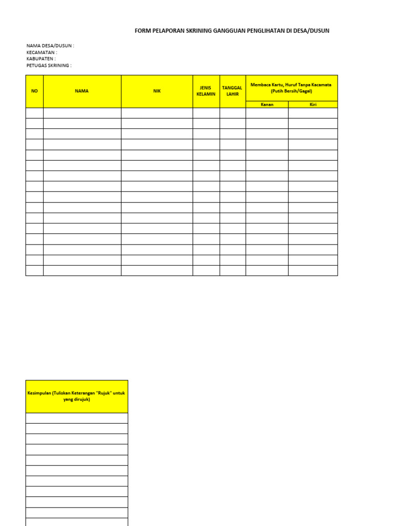 Format Pelaporan Untuk Kader | PDF