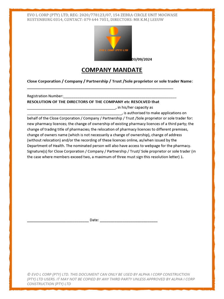 Company Mandate | PDF