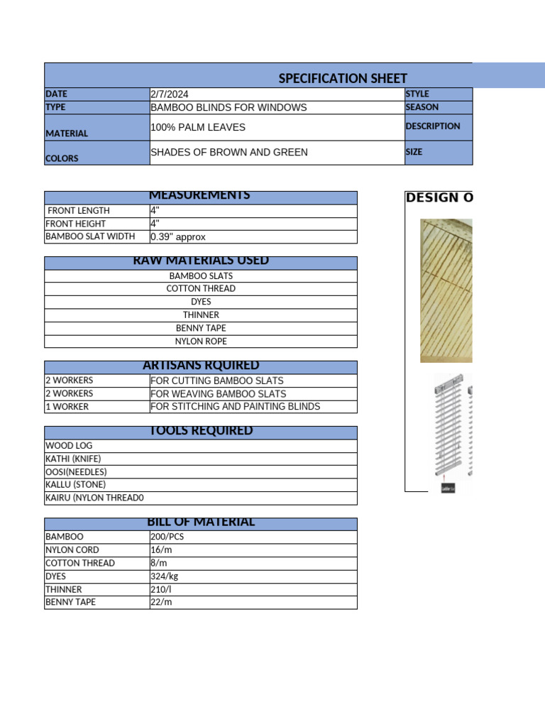 Specification Sheet: Design Overview | PDF
