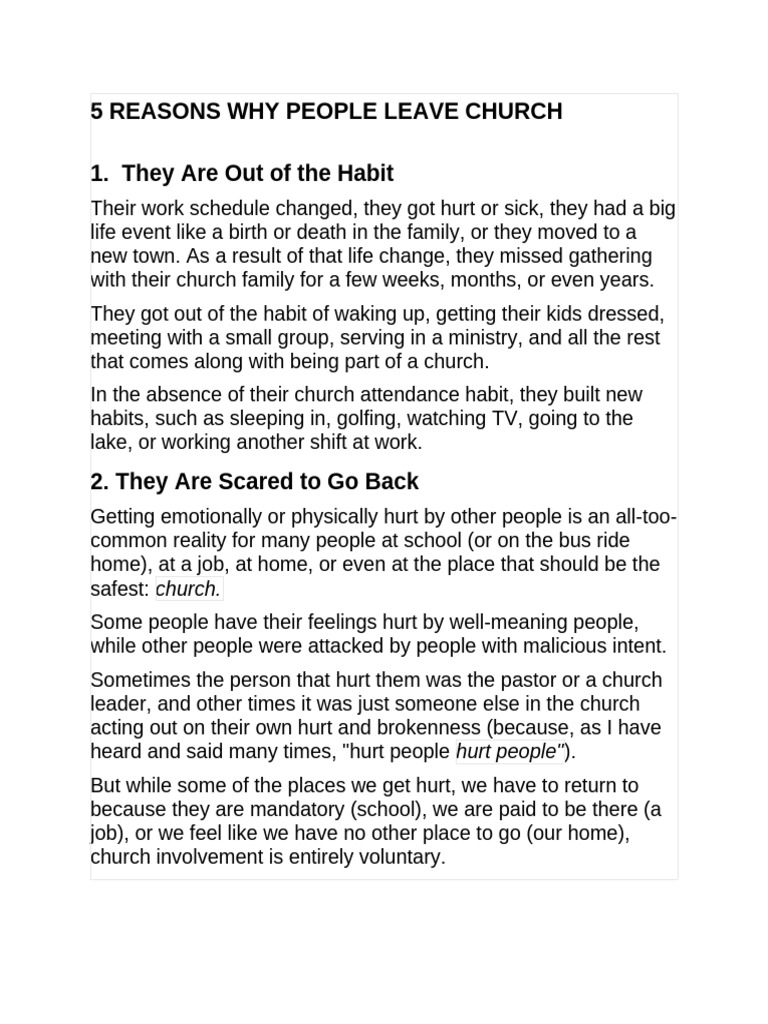 5 Reasons Why People Leave Church | PDF
