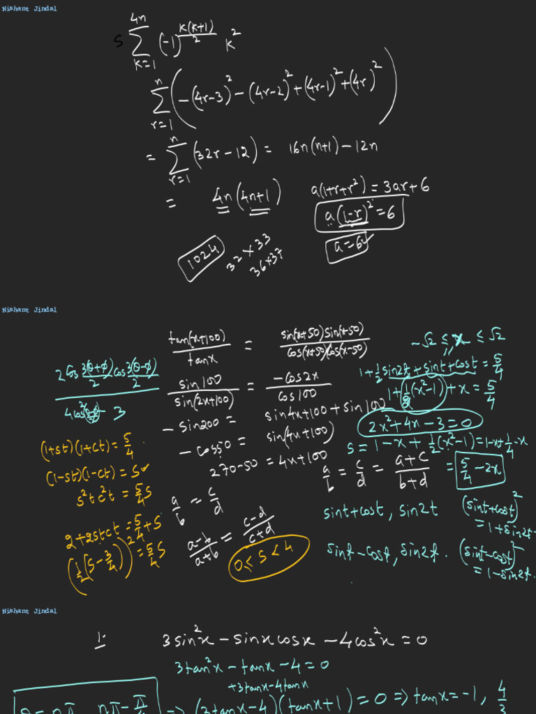 Trigonometric Equations L 02 Class Notes Nj 247 Pdf