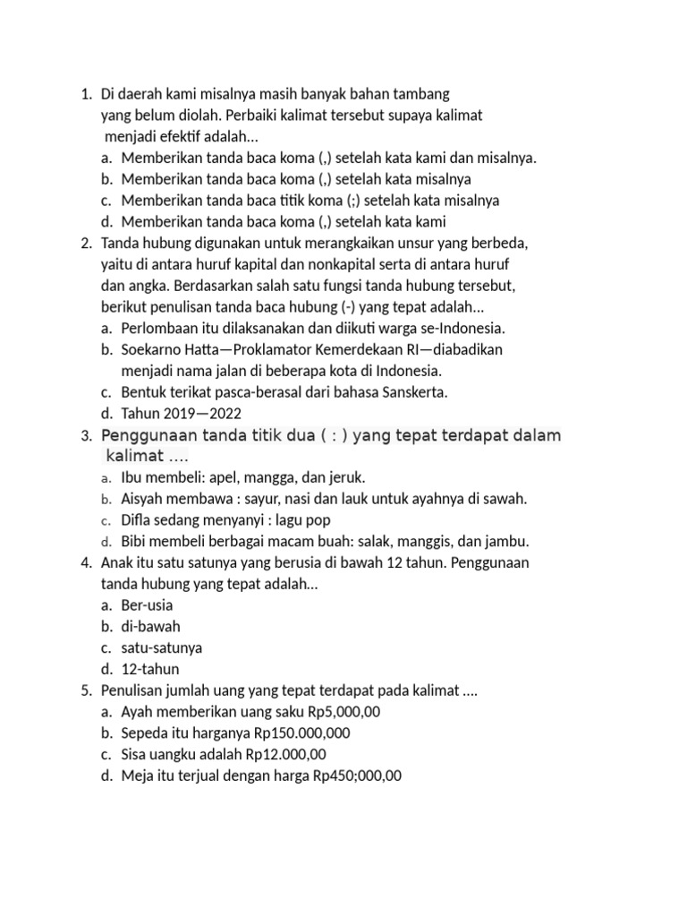 Soal Tanda Hubung BI | PDF