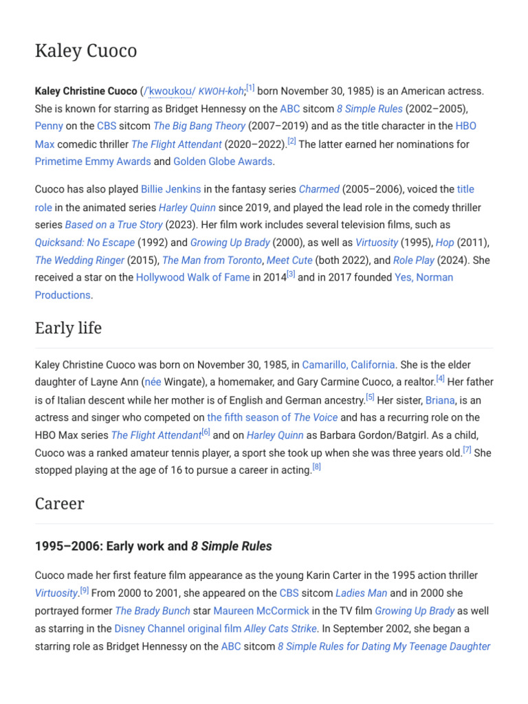 Kaley Cuoco - Wikipedia | PDF