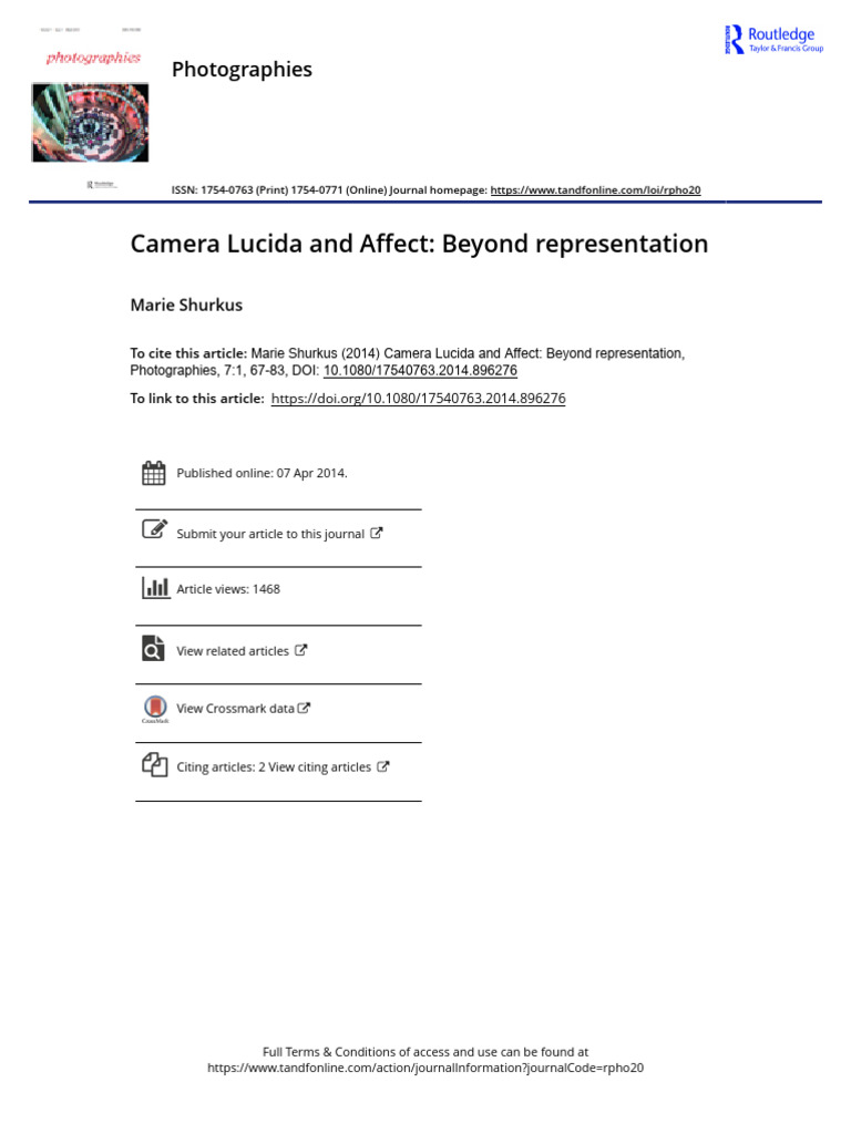 Camera Lucida and Affect Beyond Representation | PDF
