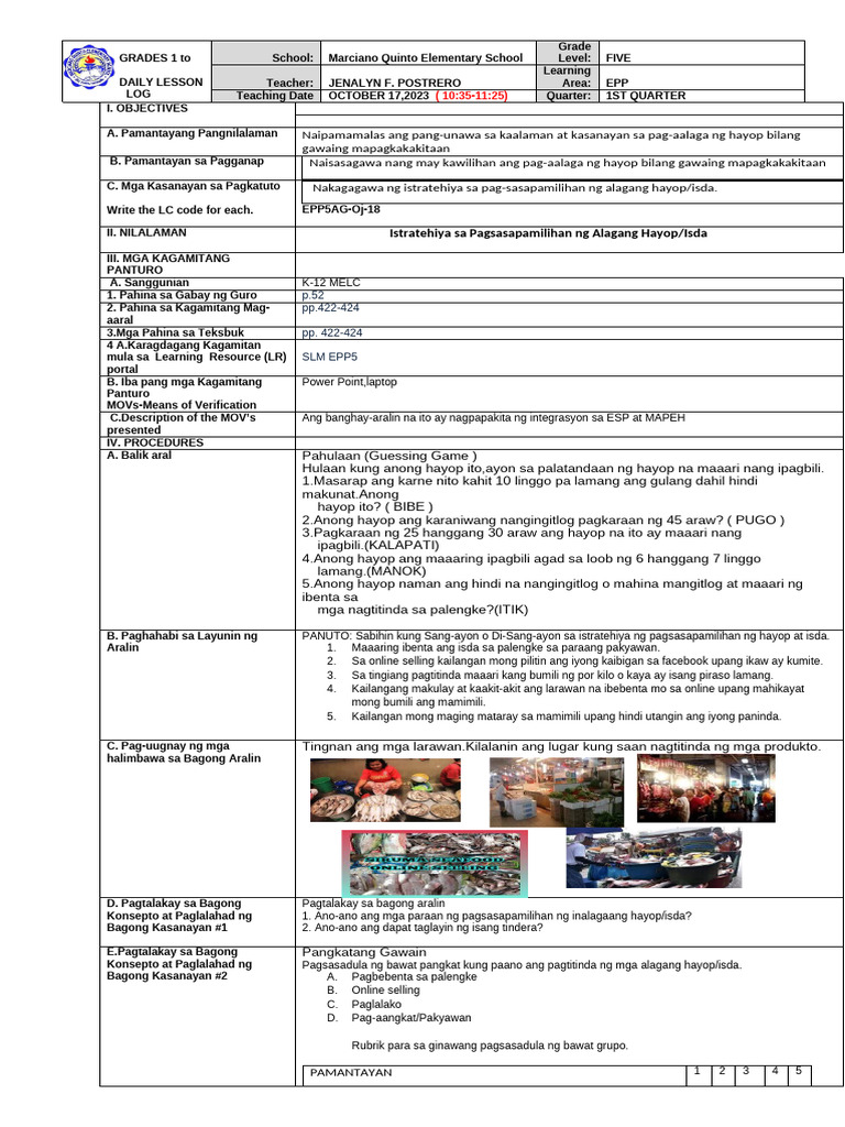 1st Quarter COT-EPP, 23-24 | PDF