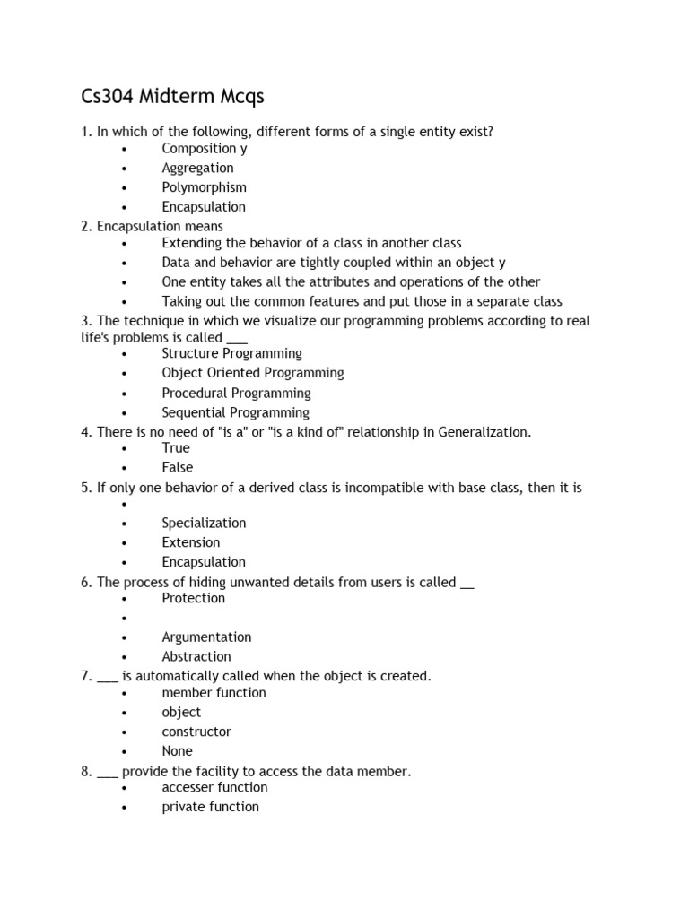 Cs304 Midterm Mcqs | PDF