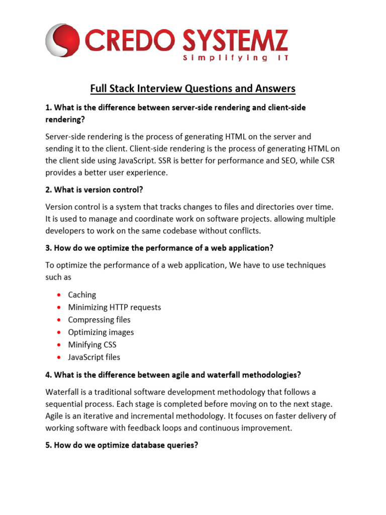 Full Stack Developer Interview Guide | PDF | World Wide Web | Business