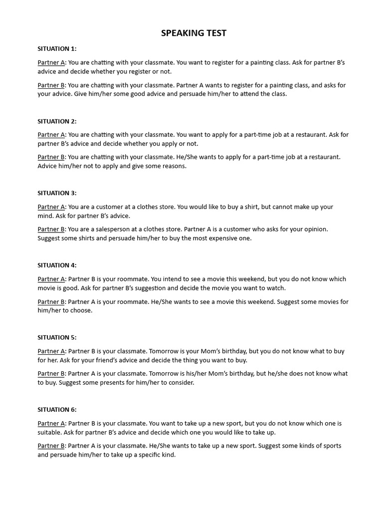 Speaking Test Focus | PDF