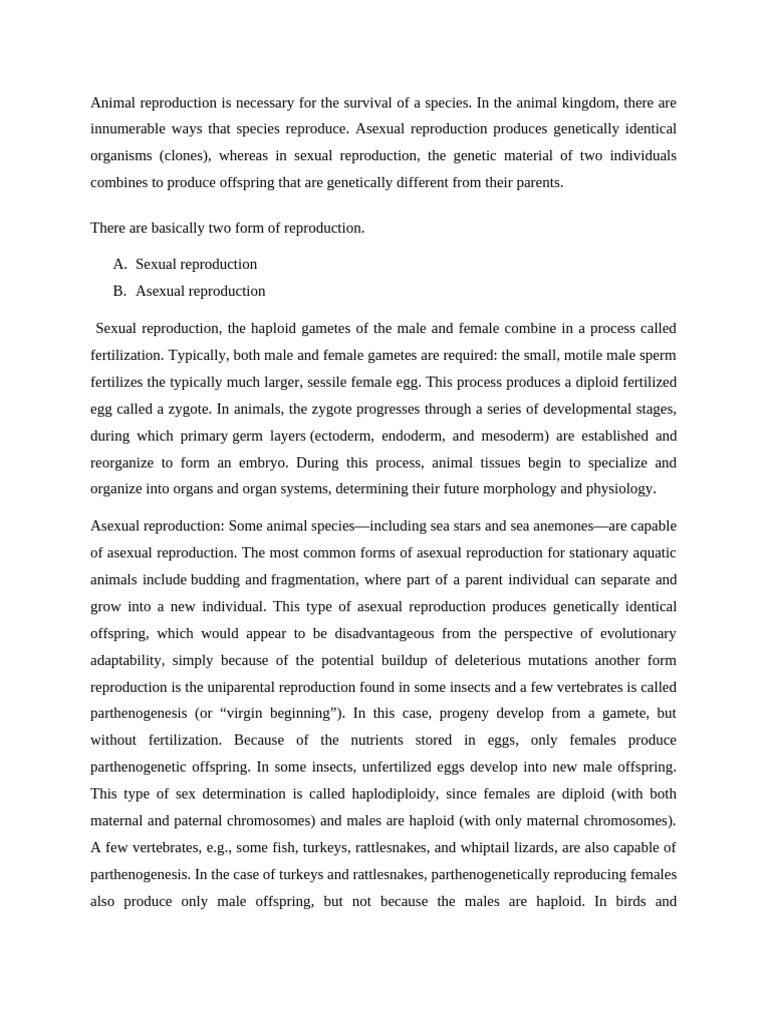 Animal Reproduction: Types and Processes | PDF | Sexual Reproduction ...