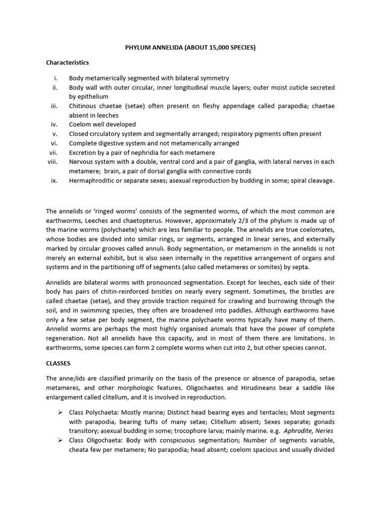 BIO 102 Annelida Nematoda Arthropoda | PDF