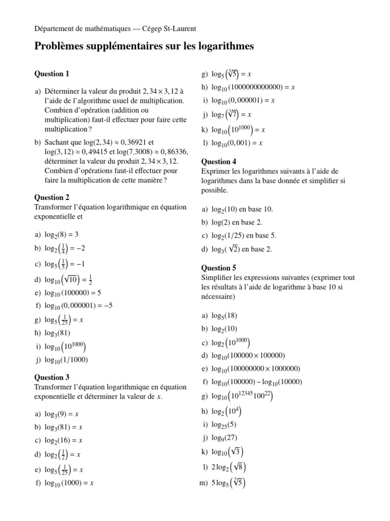exercices_logarithmes | PDF