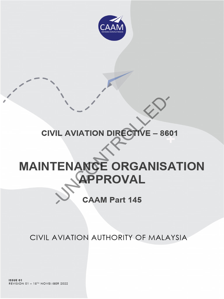 CAD 8601 Maintenance Organisation Approval CAAM Part 145 ISS01 - REV01 ...