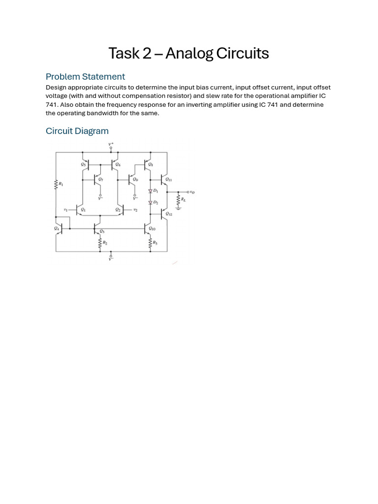 Task 2 - Analog Circuits: Problem Statement | PDF
