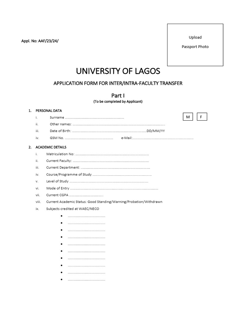2022 2023 Inter-Intra Faculty Transfer Form | PDF
