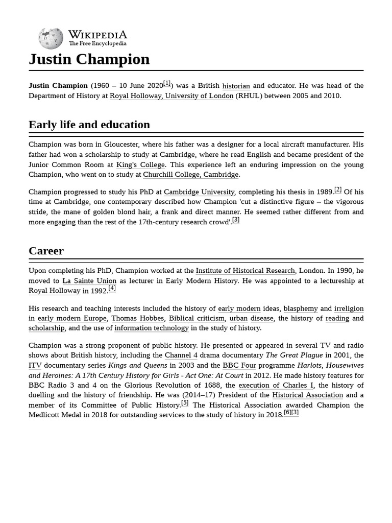 Justin Champion | PDF