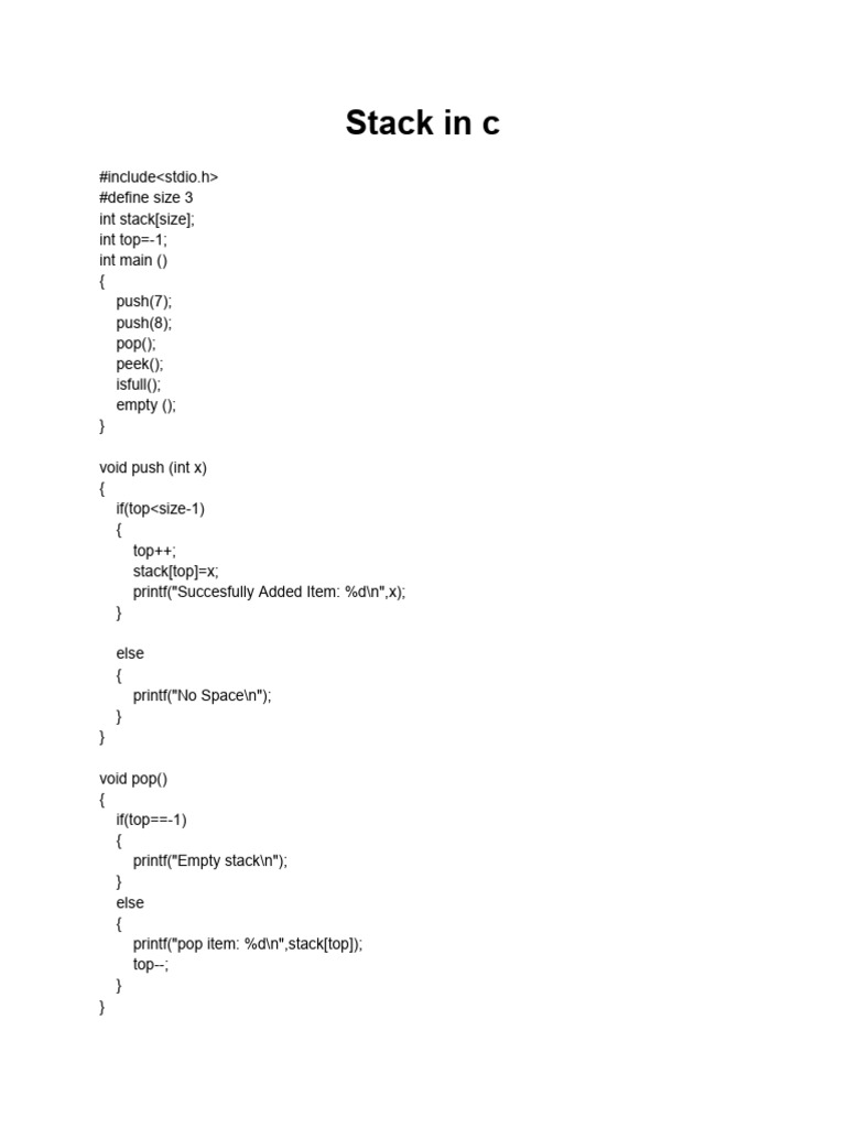 Stack in c | PDF