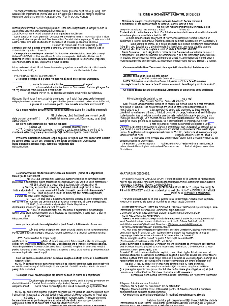 Biblia Spune - 12.cine A Schimbat Sabatul Si de Ce - Print | PDF
