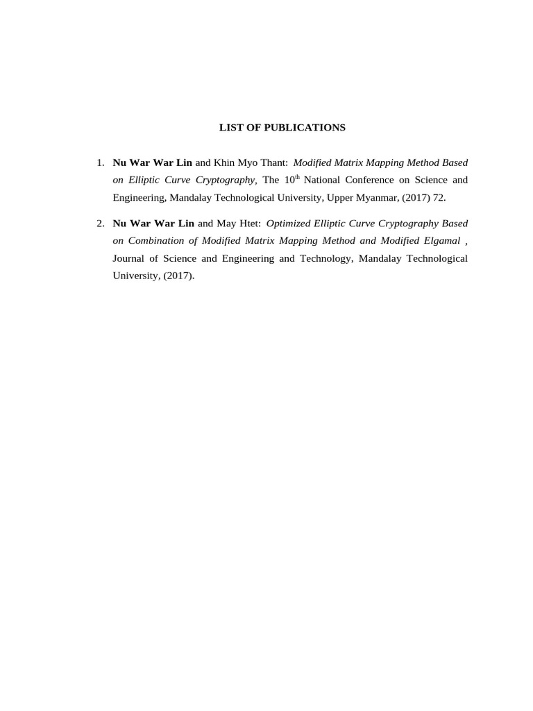 14 Nu War War Lin (List of Publication) | PDF