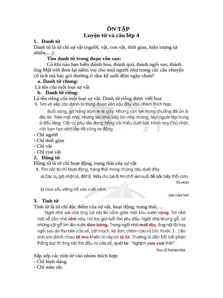 ÔN TẬP LTVC LOP 4 | PDF