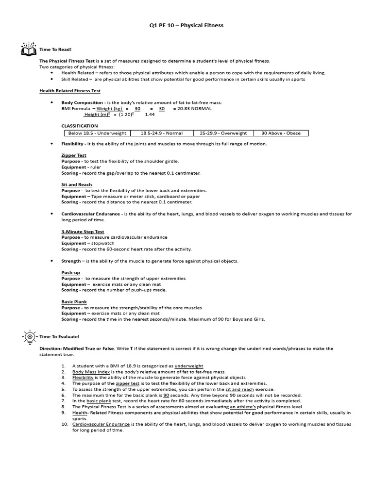 Q1 PE Physical Fitness | PDF