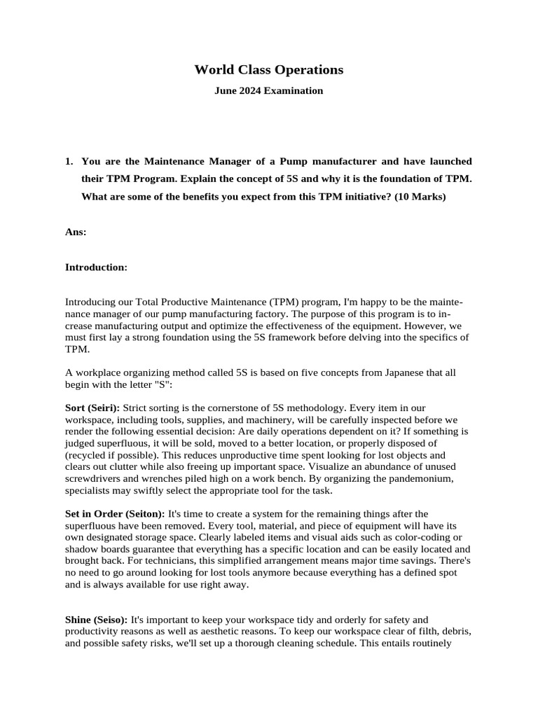 World Class Operations | PDF