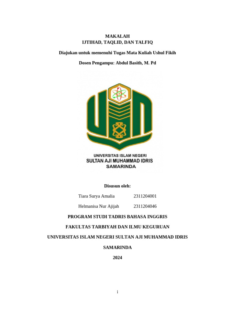 Ijtihad J Taqlid J Dan Talfiq (Kelompok 11) - TBI 1 | PDF