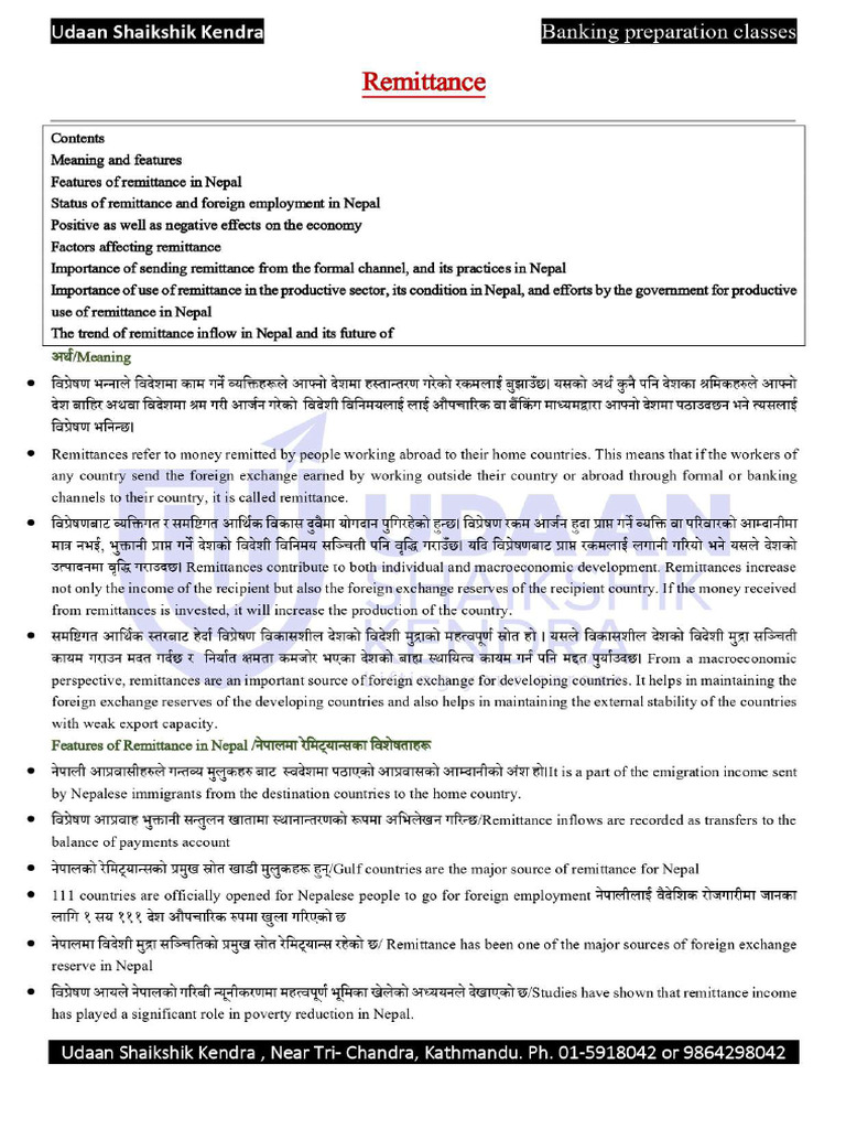 Remittances | PDF