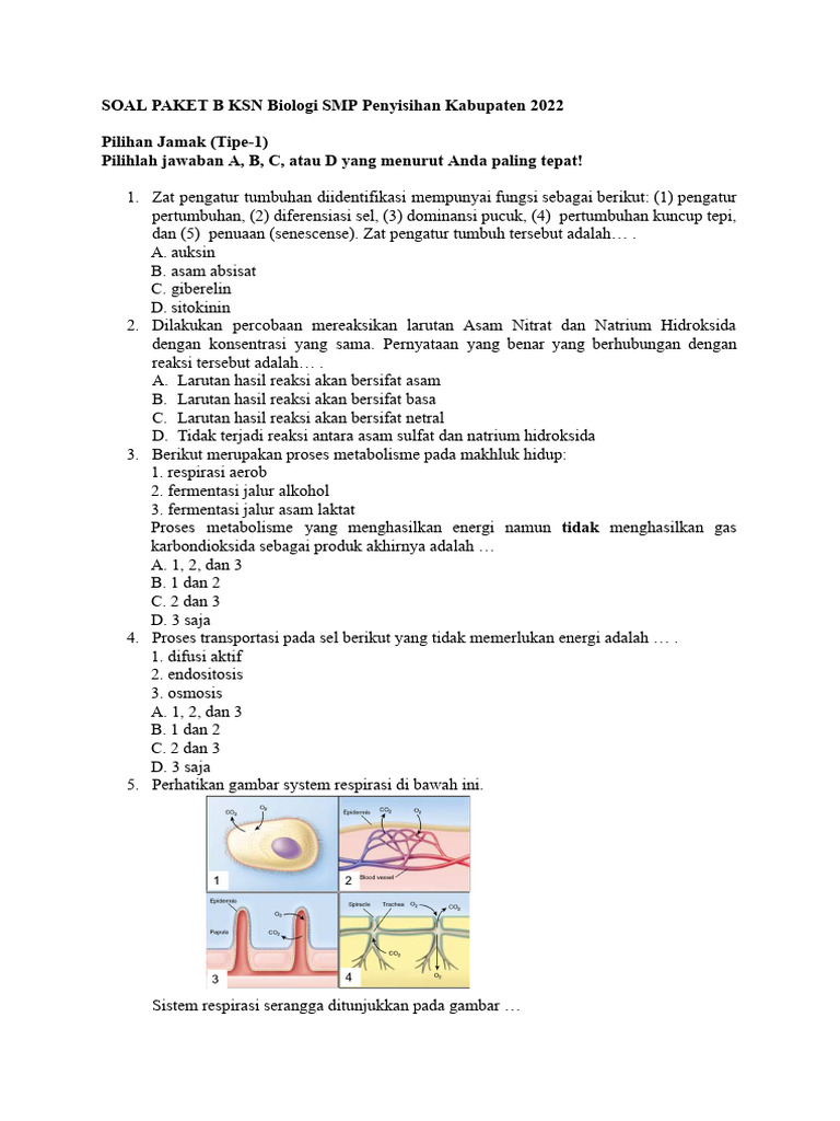 Soal Gabungan Paket B Osn-K Ipa 2022 | PDF
