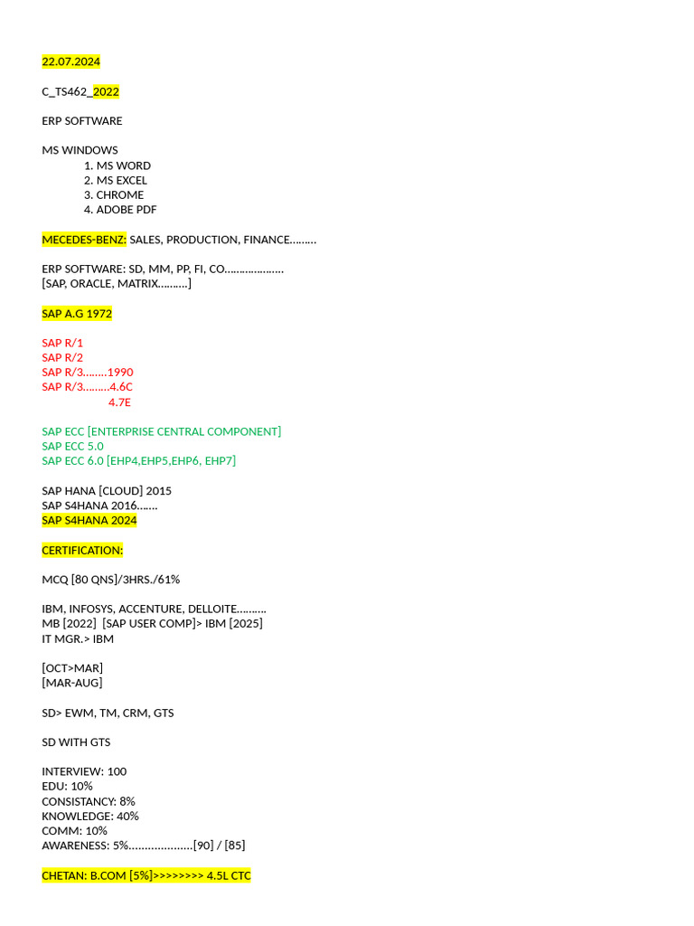 SAP Notes | PDF