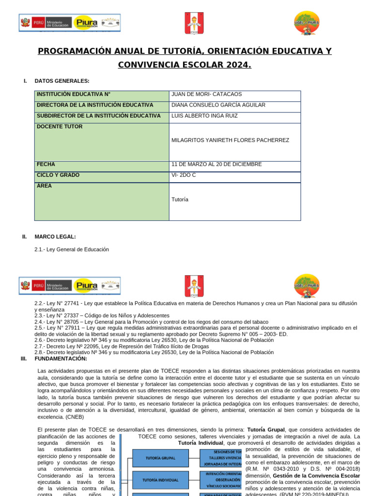 Planificación Anual de Tutoría 3ro C Sec | PDF
