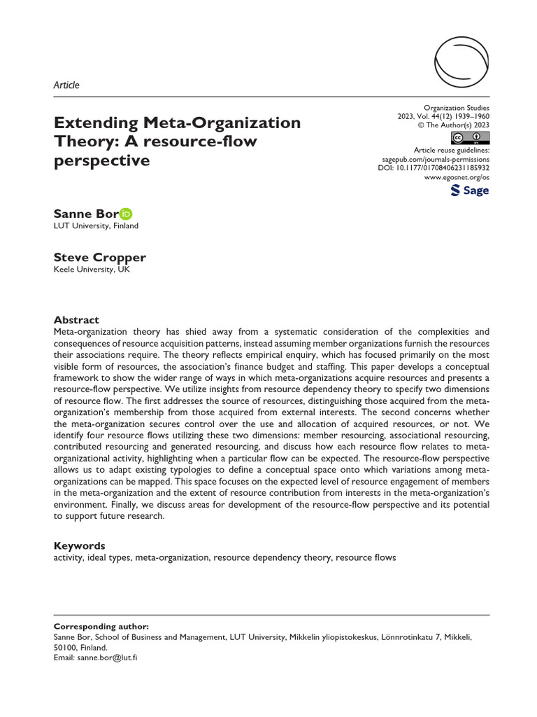 2023 OS-Extending Meta-Organization Theory A resource-flow perspective ...