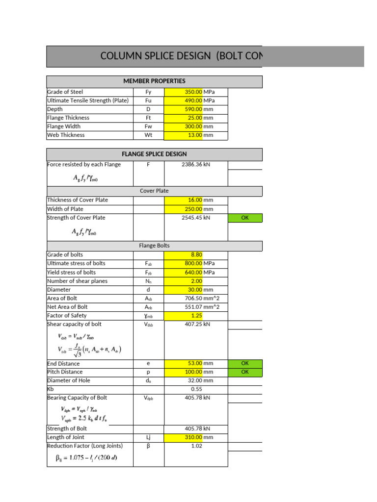 Column Splice Design (Bolt Connection) | PDF