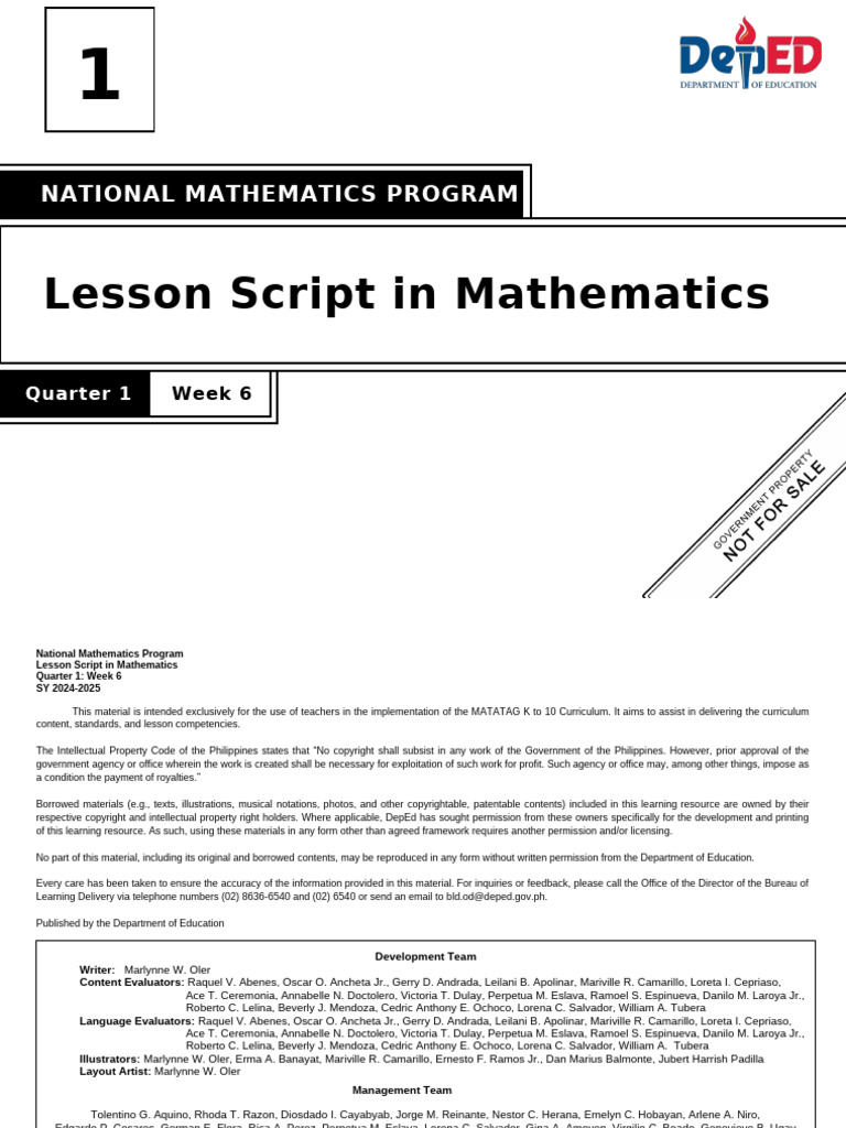 Lesson Script in Mathematics | PDF