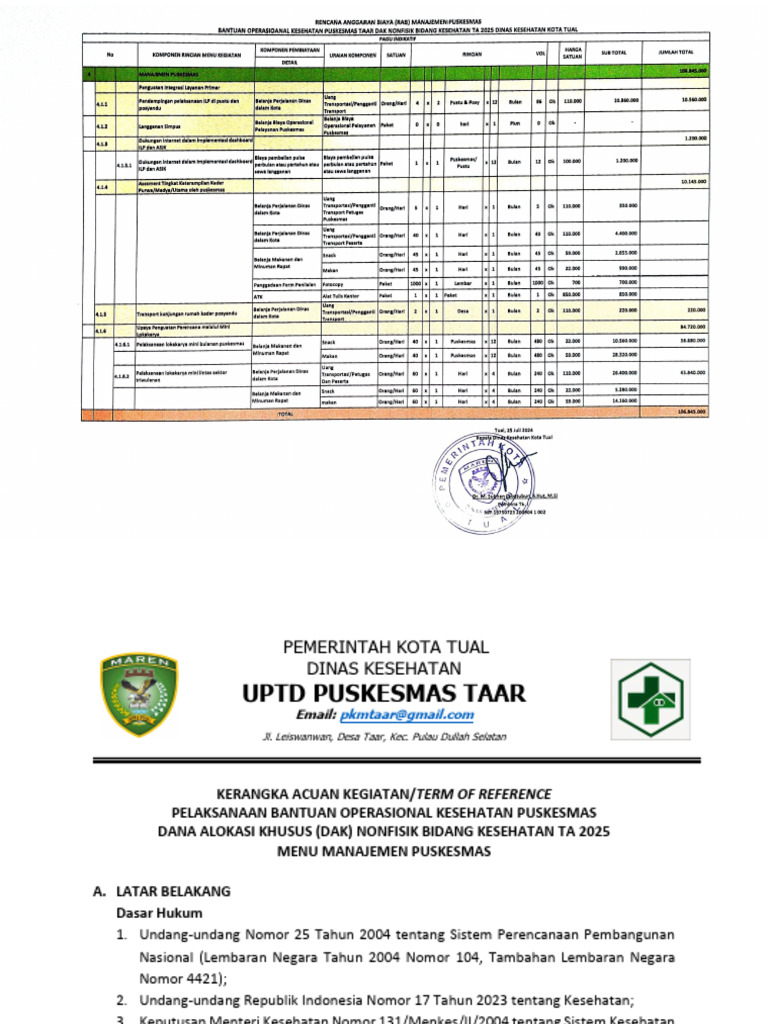 Rab & Tor Manajemen PKM Taar 2025 | PDF