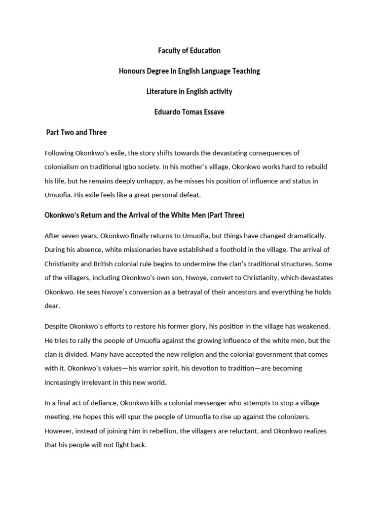 Things Fall Apart Chapters 10-25 | PDF