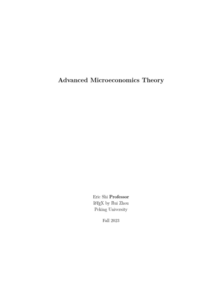Advanced Microeconomics | PDF