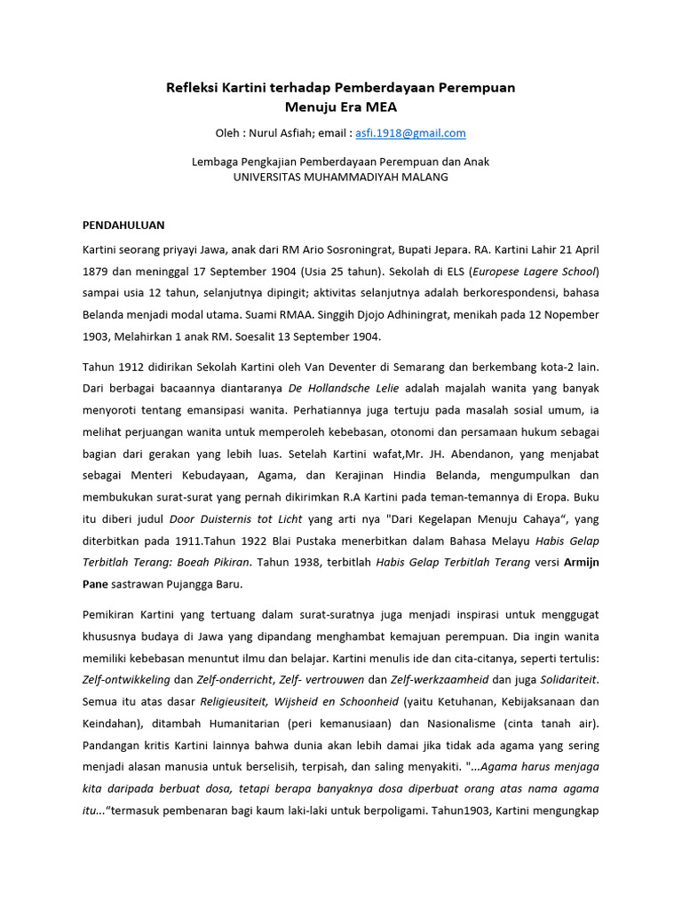 OPINI KARTINI LP3A Nurul Asfiah | PDF