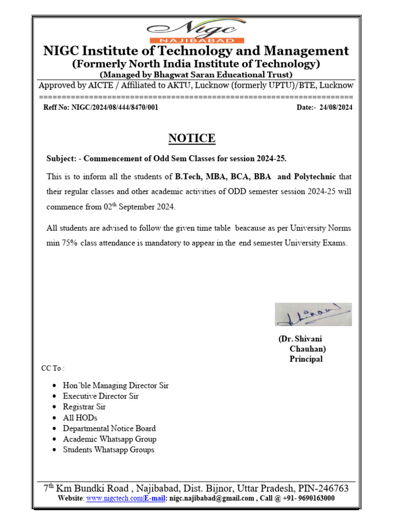 Notice Of Class Commencement Pdf
