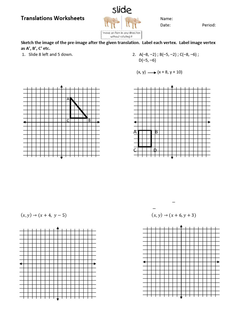 Translations Worksheet | PDF
