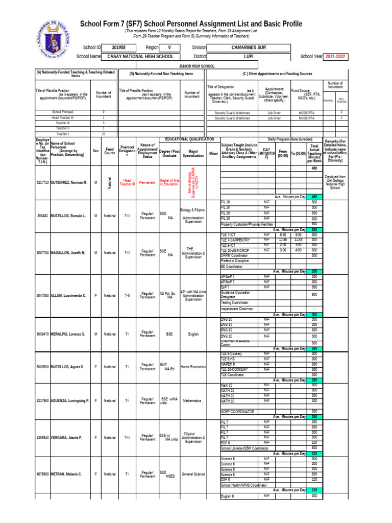 SF7 Junior HS 2022 | PDF